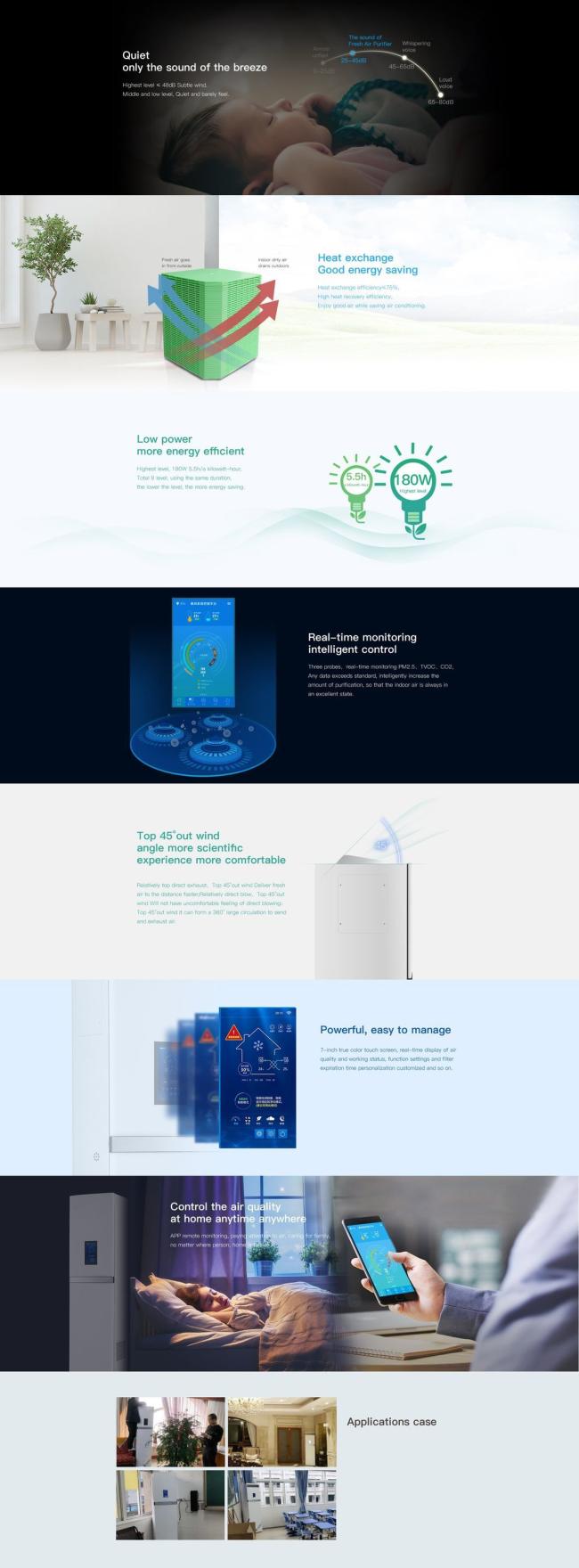 Home Use Ventilation System with Air Purifier, Heat Exchange Intelligent Control HVAC