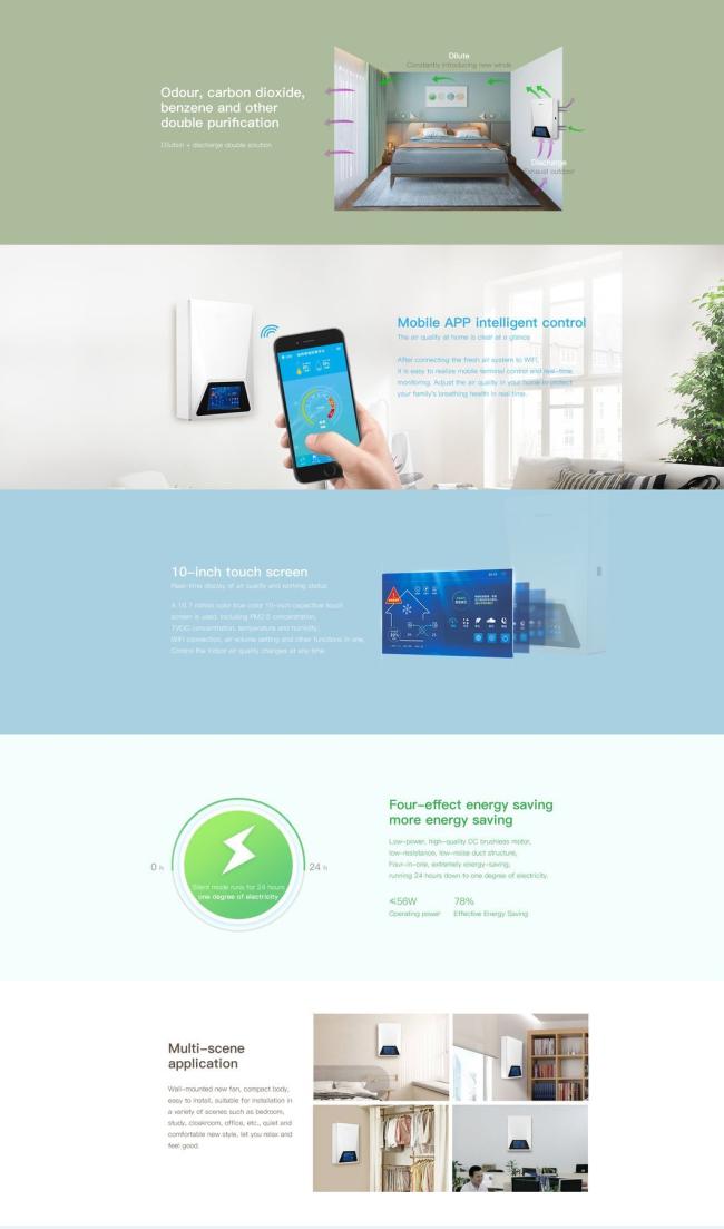 Intelligent Control High Efficiency Ventilation System with Heat Recovery Air Purifier
