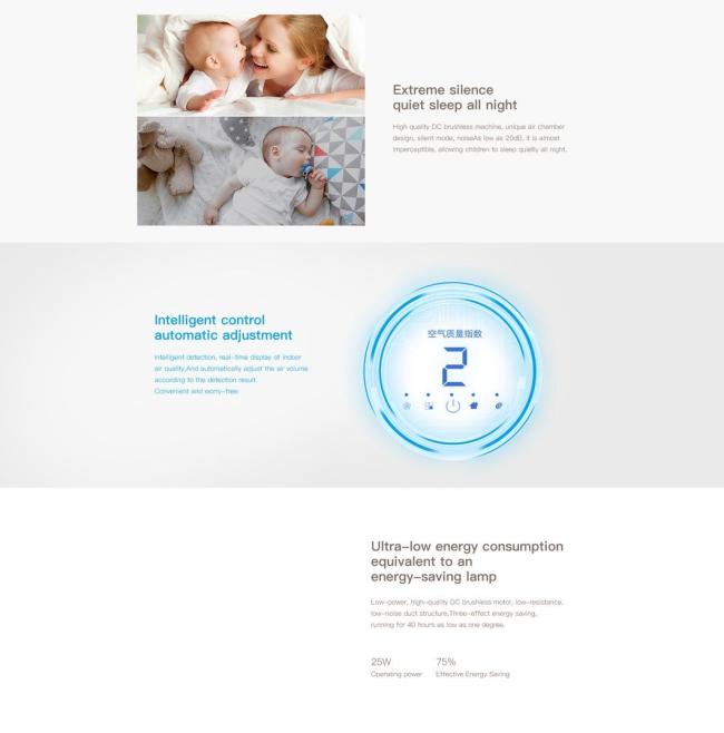 H201 Intelligent, Energy-Saving, Wall-Mounted Positivepressure Air Purifier with Fresh Air Supply