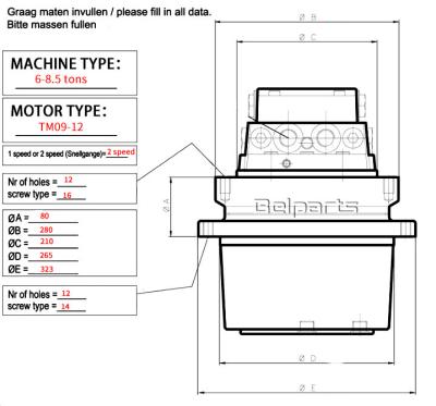 Cina Belparts Excavator TM09 GM09 Final Drive Assy SK60 SK75 Motore di viaggio per Kobelco in vendita
