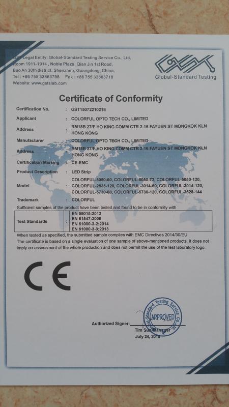 CE-EMC - Colorful Opto Tech Co., Ltd.