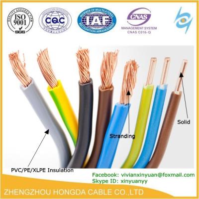 China pvc insulated copper stranded vs solid wiring copper AWG electric wire for sale