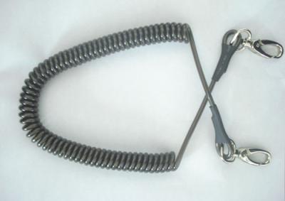 China Black hot selling spiral coiled lanyard plastic coated strong 1.0 stainless steel cord saf for sale