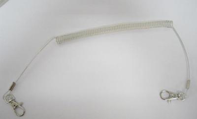 China Stainless wire reinforced coil lanyard with metal egg hooks popular transparent clear for sale
