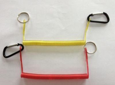 China Chinese spiral cord wire tool holder lanyard carabiner and key ring on two ends for sale