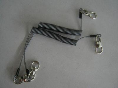 China Hot selling plastic transparent black spring steel coil tool lanyard with swivel fasteners for sale