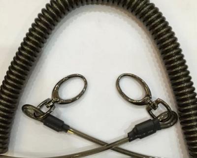 China Heavy duty spiral coil lanyard quick realease stainless steel wire w/egg hooks on each end for sale