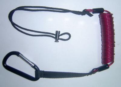 China Elastic coiled dog leash with fabric strap and carabiner safety anti-lost cord ropes for sale