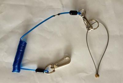China Custom size color hot sale retention rope wire loop with blue strong coil safety lanyard for sale