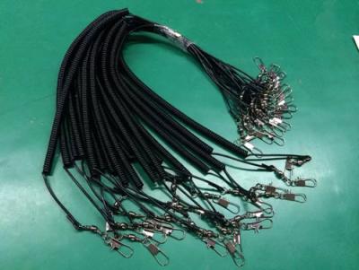 China Pure black long spring wire coiled fishing tethers for protecting any lost and drop for sale