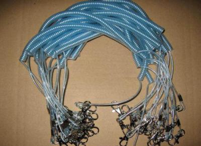 China Hote sale coiled fishing rod wire leash good quality real steel fishing lanyard tethers for sale