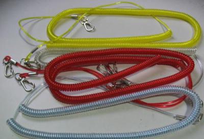 China 10M long fishing kayaks boats wire coil lanyard for rod good tackle leash spiral cords for sale