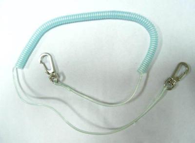 China Sky blue color retractable stretchy coiled fishing lanyard rope string tether safety line for sale