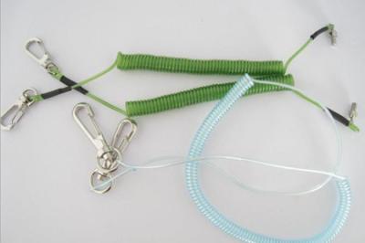 China Plastic coated and stainless steel wire spiral cord fishing tool holder spring tool leash for sale