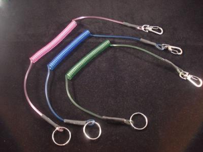 China Customized beatuiful colors spiral internal stainless steel coil lanyard tool tether coils for sale