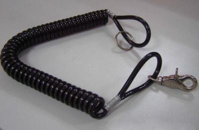 China Big dia plastic spring coil string lanyard leash with customized different badge accessory for sale
