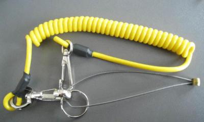 China Metal hook spring stretchy coil keychain strap rope solid yellow tool lanyard cable for sale