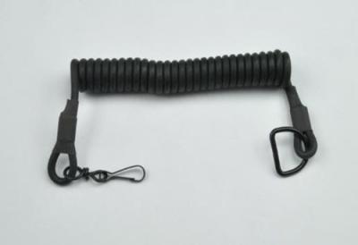 China China high quality forsted black strong coiled lanyard rope string tether by custom OEM for sale