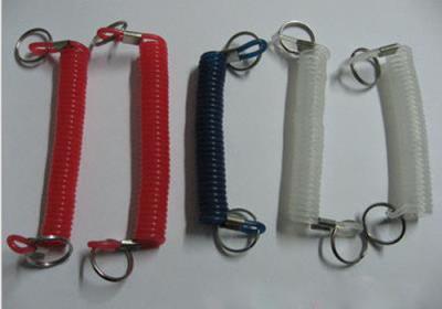 China Smart red/black/clear coil spring coil tether w/eyelets&key rings for protecting tool lost for sale