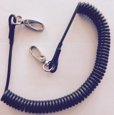 China Chinese factory split ring robster clip stretch tool lanyard coiled leash classic black for sale