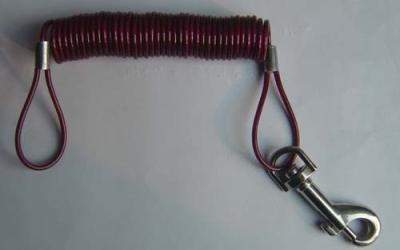 China Stainless steel reinforced wire coil lanyard with zinc alloy strong carabiner latch 1pcs for sale