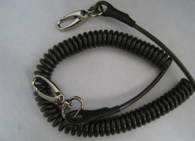 China Anti-drop spring coil lanyard good black tool safety lanyard leash spiral key chain cord for sale