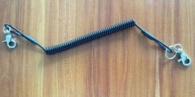 China Thumb hooks on two ends plastic black coil key holder chain good safety coil tether for sale