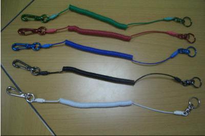 China Customized beatuiful spring string tool safety coil leash lanyard with colored snap hooks for sale