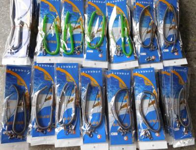 China Transparent green gray self locking metal hook contractility fishing line coiled lanyards for sale