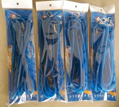 China Fly fishing accessory translucent blue eco-friendly PU material retention rope coil leash for sale