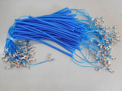 China Lanyard blue coiled with medium size trigger snap metal hooks popular used in Europe for sale