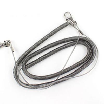 China Transparent black bungeelanyard with snap nickle plated high quality key holders long coil for sale