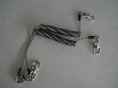 China Coiled cable tool lanyard w/nickle plated trigger snap hooks on two ends for tools safety for sale