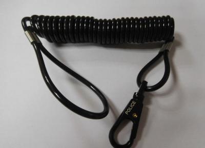 China Coiled black tether holder custom different size loop ends w/big trigger snap hook as need for sale