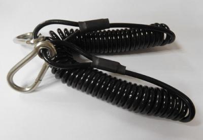 China Custom size OEM produce direct from factory best black coil lanyard with snap clip hooks for sale