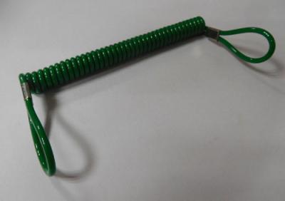 China Great drak green plastic shinny 4mm dia coil lanyard leash with plastic loops on two ends for sale