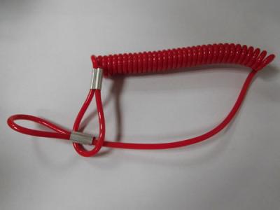 China Customized size color attachment plastic PU spring coil tool lanyard holder with loop ends for sale