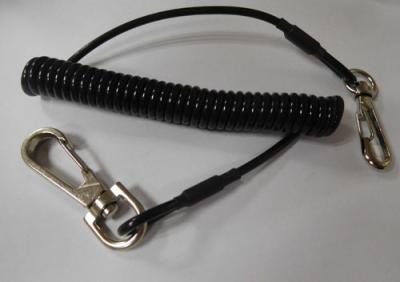 China OEM China factory produce black plastic PU elastic coil tool lanyard tether for security for sale