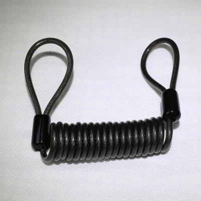 China Big stainless steel cord dia inside tranparent black PU coiled tool tether holder w/2loops for sale