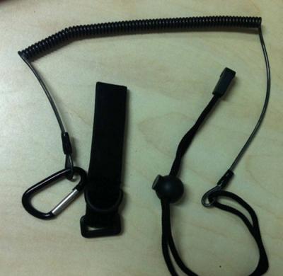 China Carabiner quick release tool coil lanyard w/fabric nylon cord&velcro strap used anti-lost for sale
