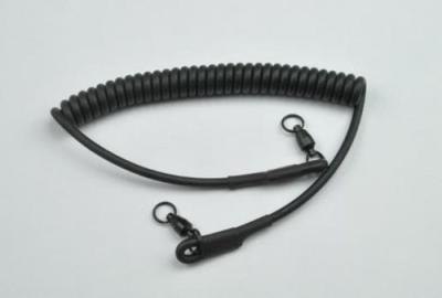 China Swivel metal terminals at two ends high grade PU stretchy coiled tool holder lanyard leash for sale