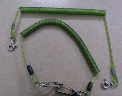 China Custom size green spiral coil lanyard leash with heavy duty snap hooks good tool tether for sale