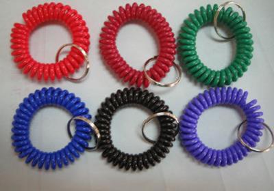 China Hot various colors wrist coil key chain with split ring holder cheap promotional gifts for sale