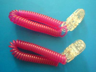 China Custom design rose red plastic wrist coil with clear plastic alligator mini clip for hold for sale