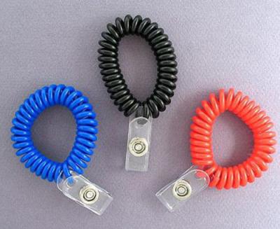 China Wrist lanyard coil chain with clear PVC badge strap combo as lanyard attachment accessory for sale