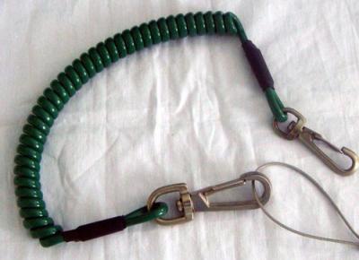 China Dark green strong coiled tool tether protective lanyard system w/snap hooks by custom OEM for sale