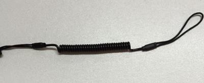 China Retracted black short length coiled tool lanyard custom with webbing cord loop on two ends for sale