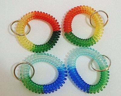 China Colorful soft outdoor plastic wrist coil cheap 55mm spiral wrist band coil chain tethers for sale