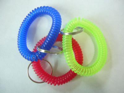 China Economical plastic spring wristband coil tether with split key ring as promotional gifts for sale