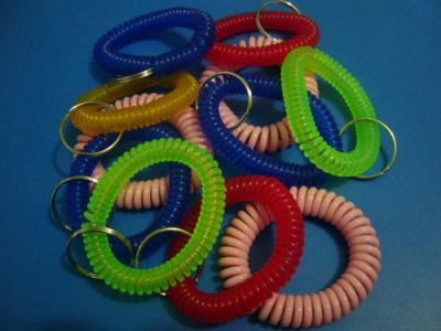 China Colorful plastic spiral coil wrist band key ring chain small order quantity accepted coils for sale